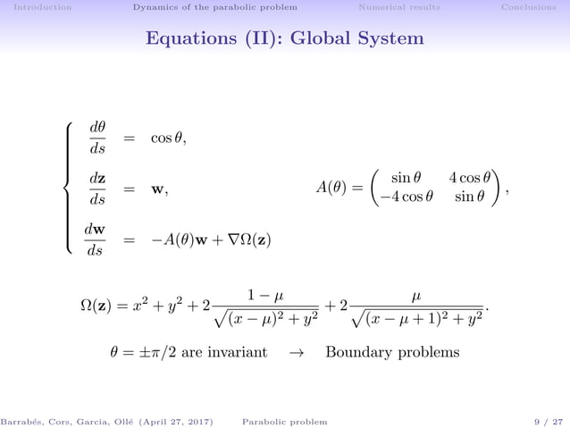 Parabolic Restricted Three Body Problem | PPT