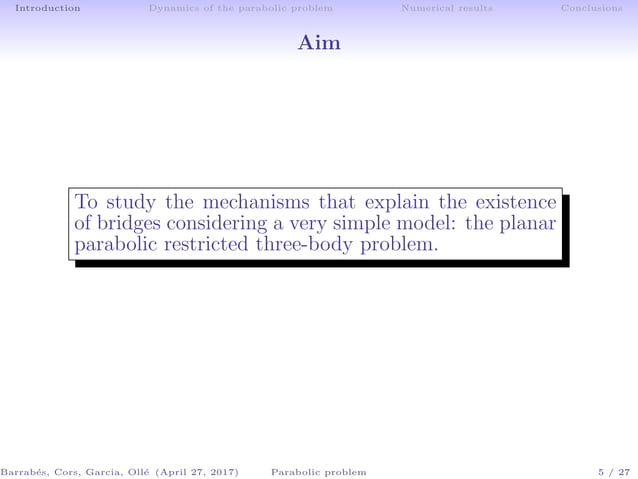 Parabolic Restricted Three Body Problem | PPT