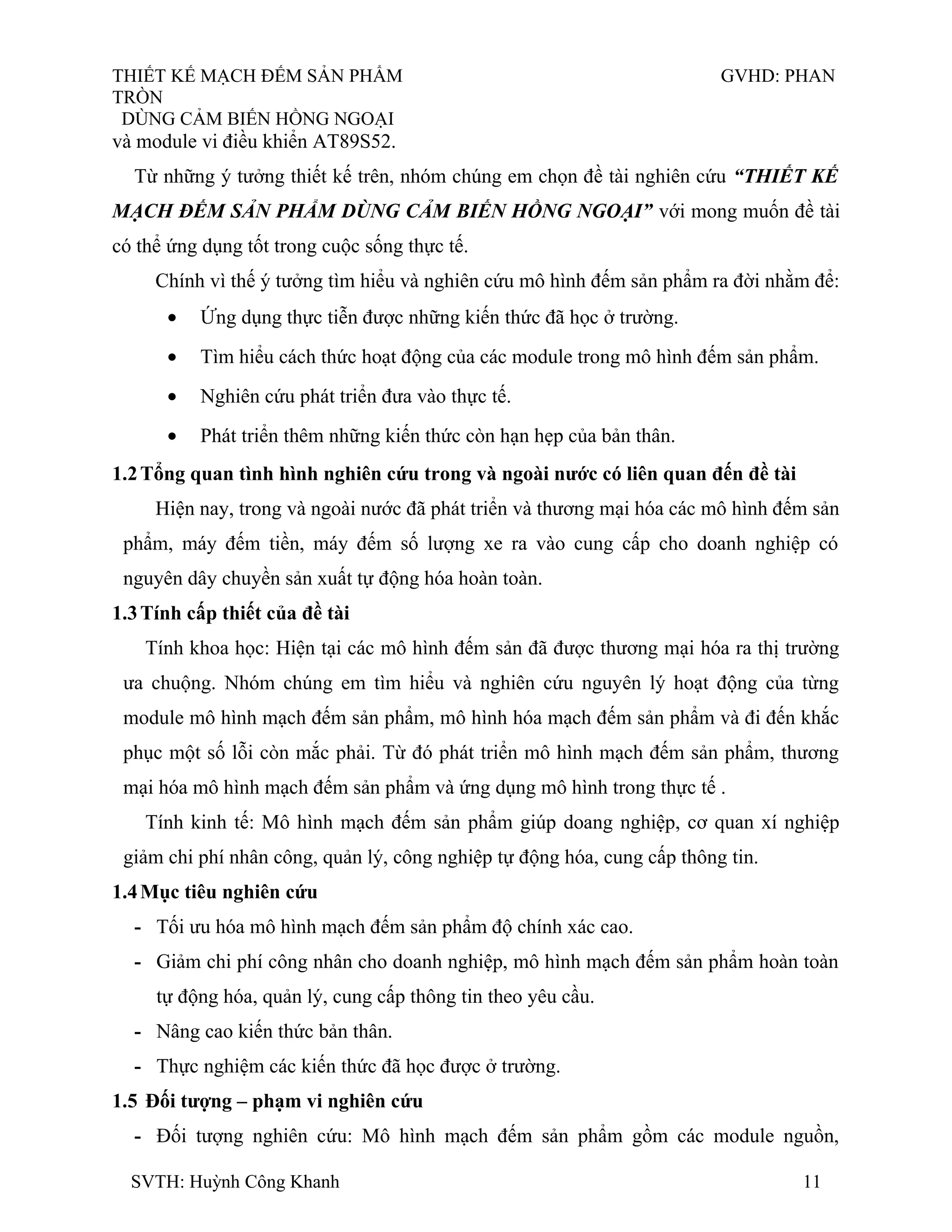 ĐỒ ÁN: Thiết kế mạch đếm sản phẩm dùng cảm biến hồng ngoại! | DOC