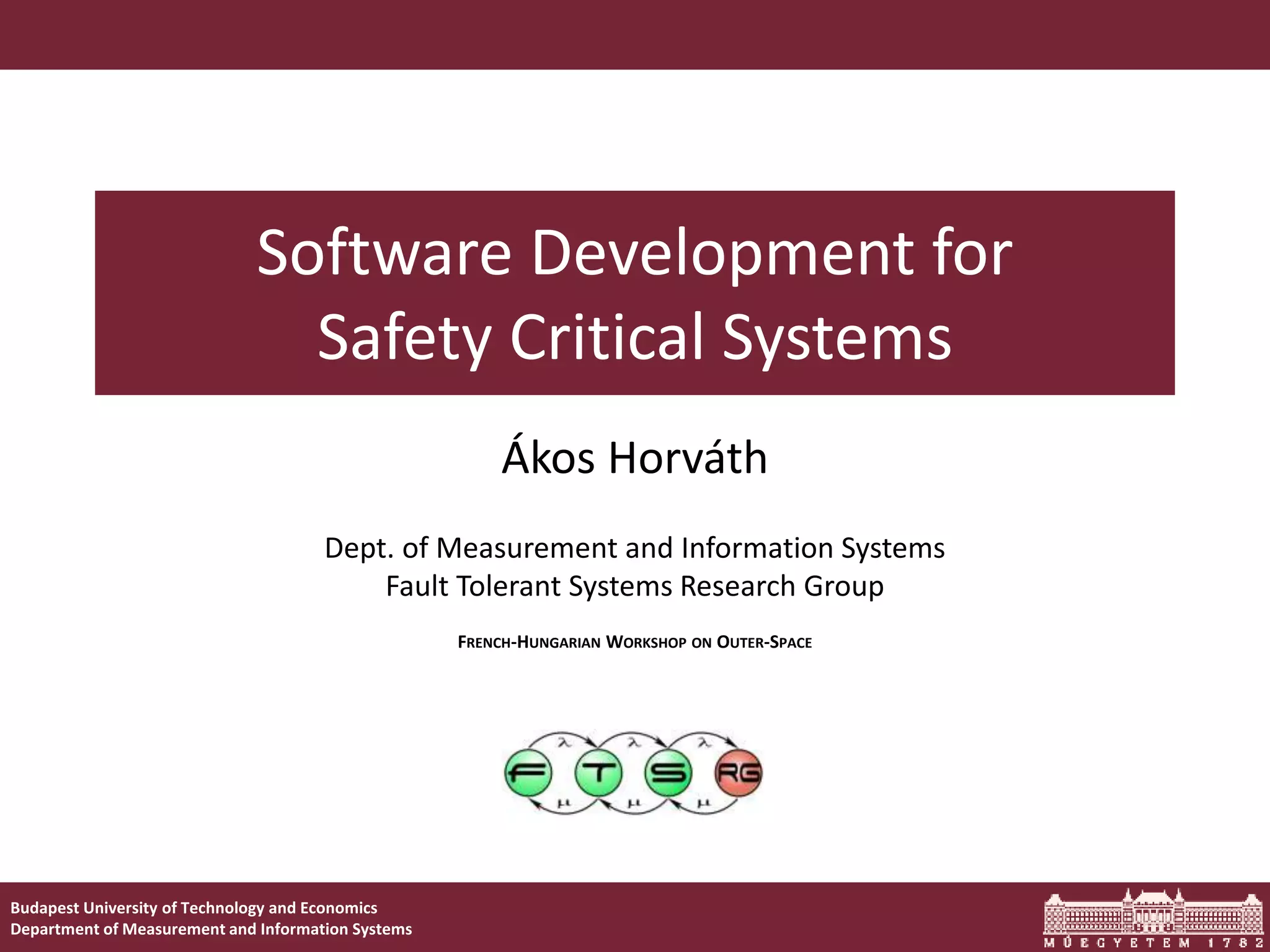Software Development for Safety Critical Systems | PPTX