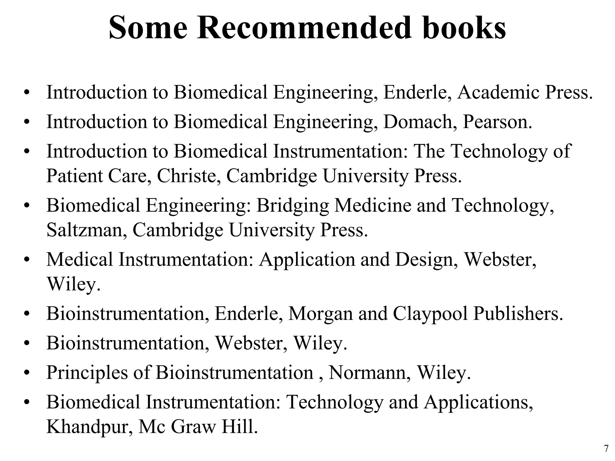 Introduction to Biomedical Engineering and Instruments | PPT