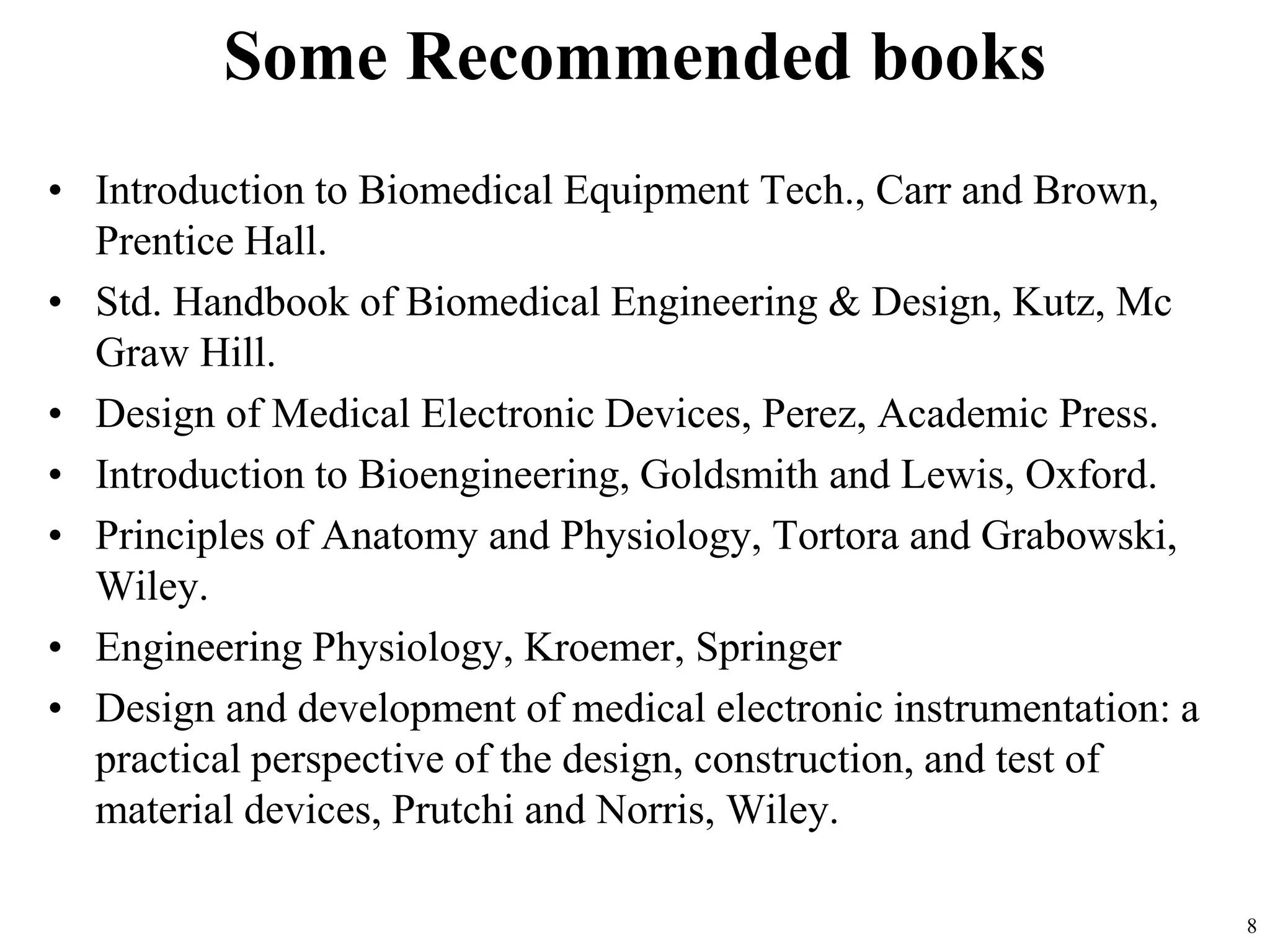 Introduction to Biomedical Engineering and Instruments | PPT