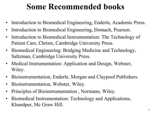 Introduction to Biomedical Engineering and Instruments | PPT