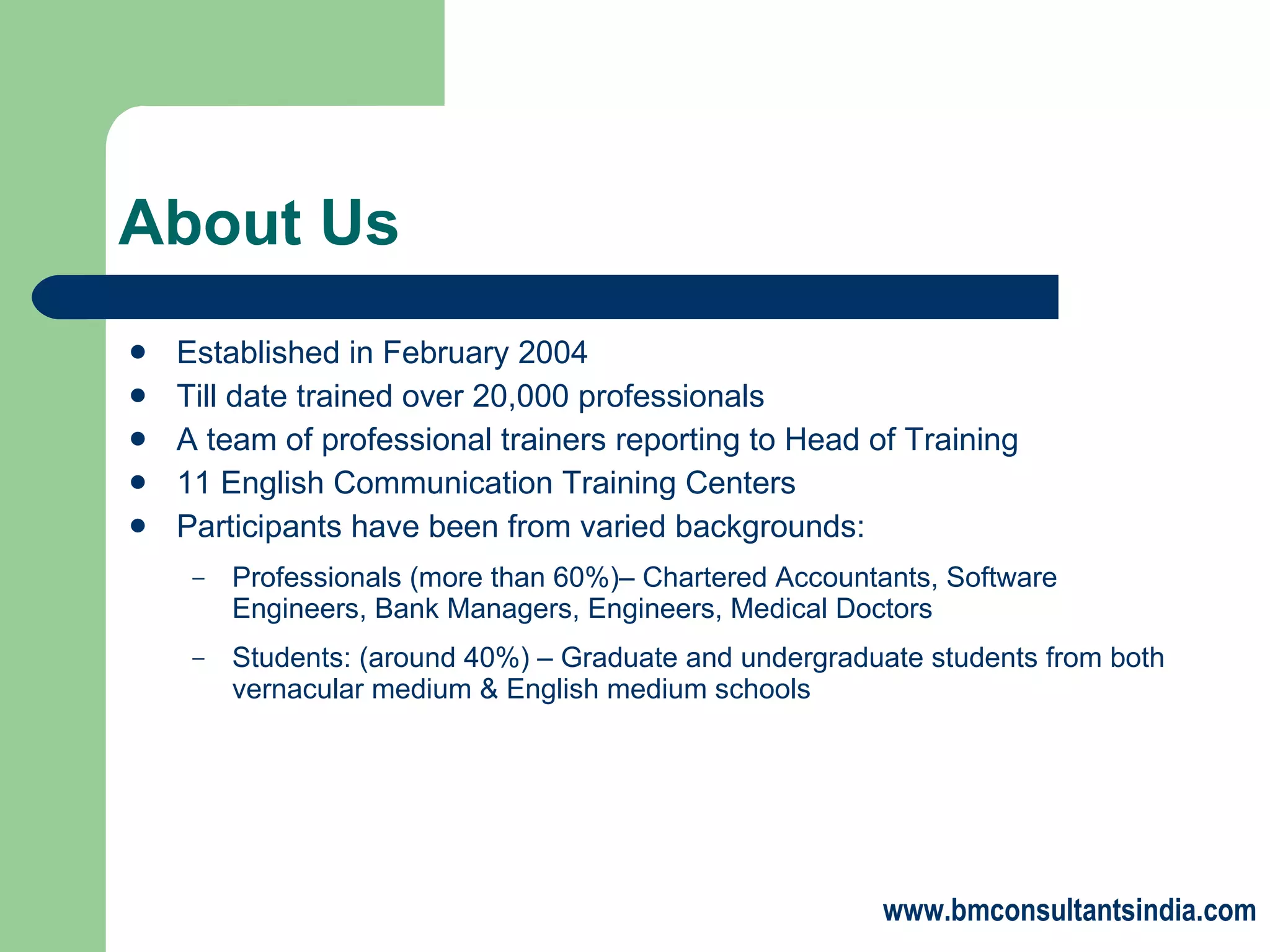 Bm English Speaking Company Profile | PPT