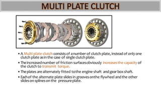 Clutches ( Single Plate and Multi Plate) | PPTX