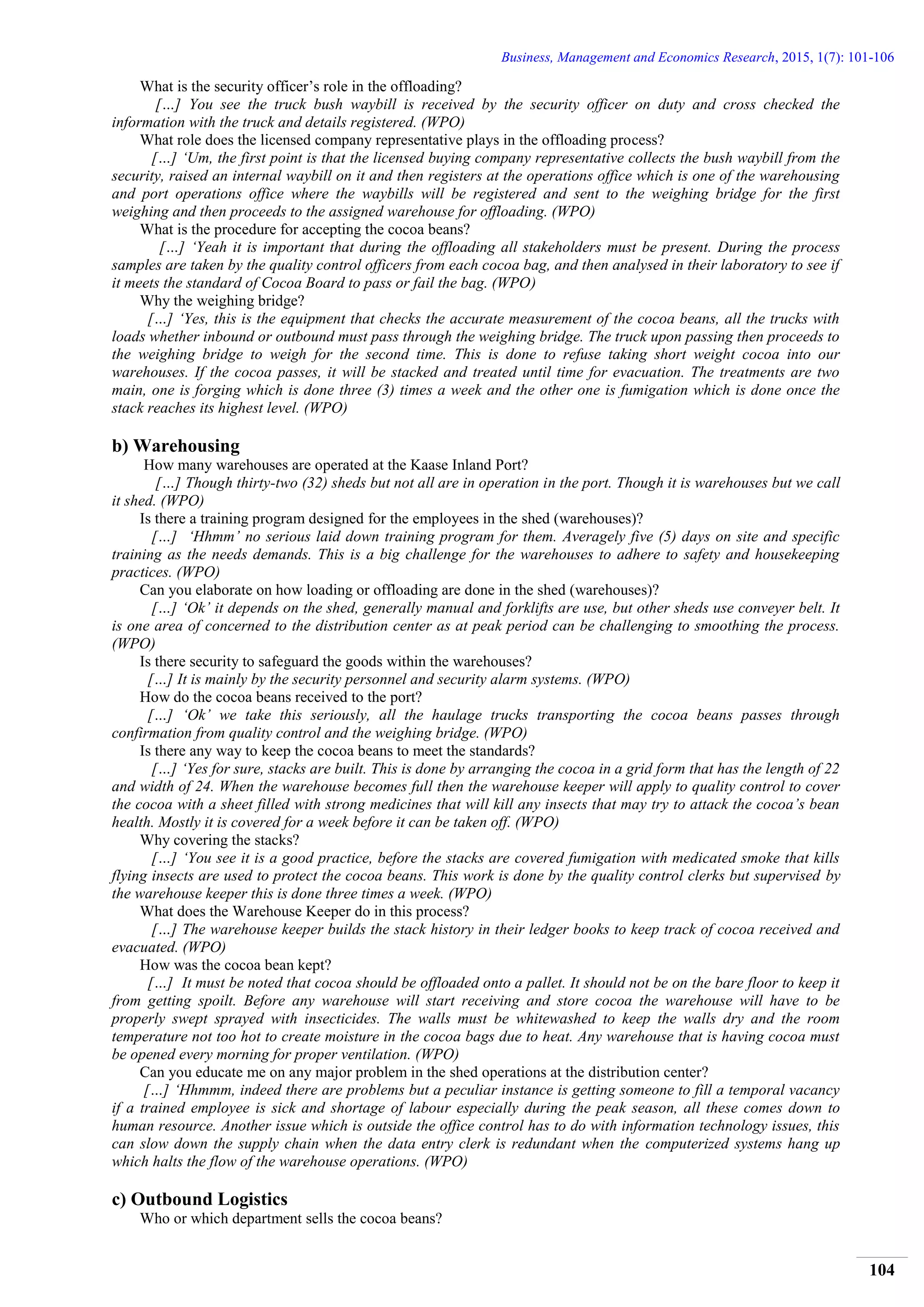 A Qualitative Study Investigating the Operational Activities of a ...