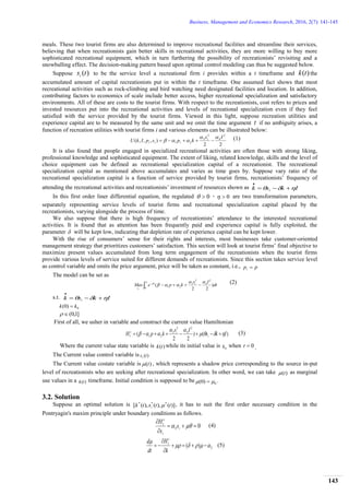 Recreation Specialization, Personal Input and Service Level | PDF