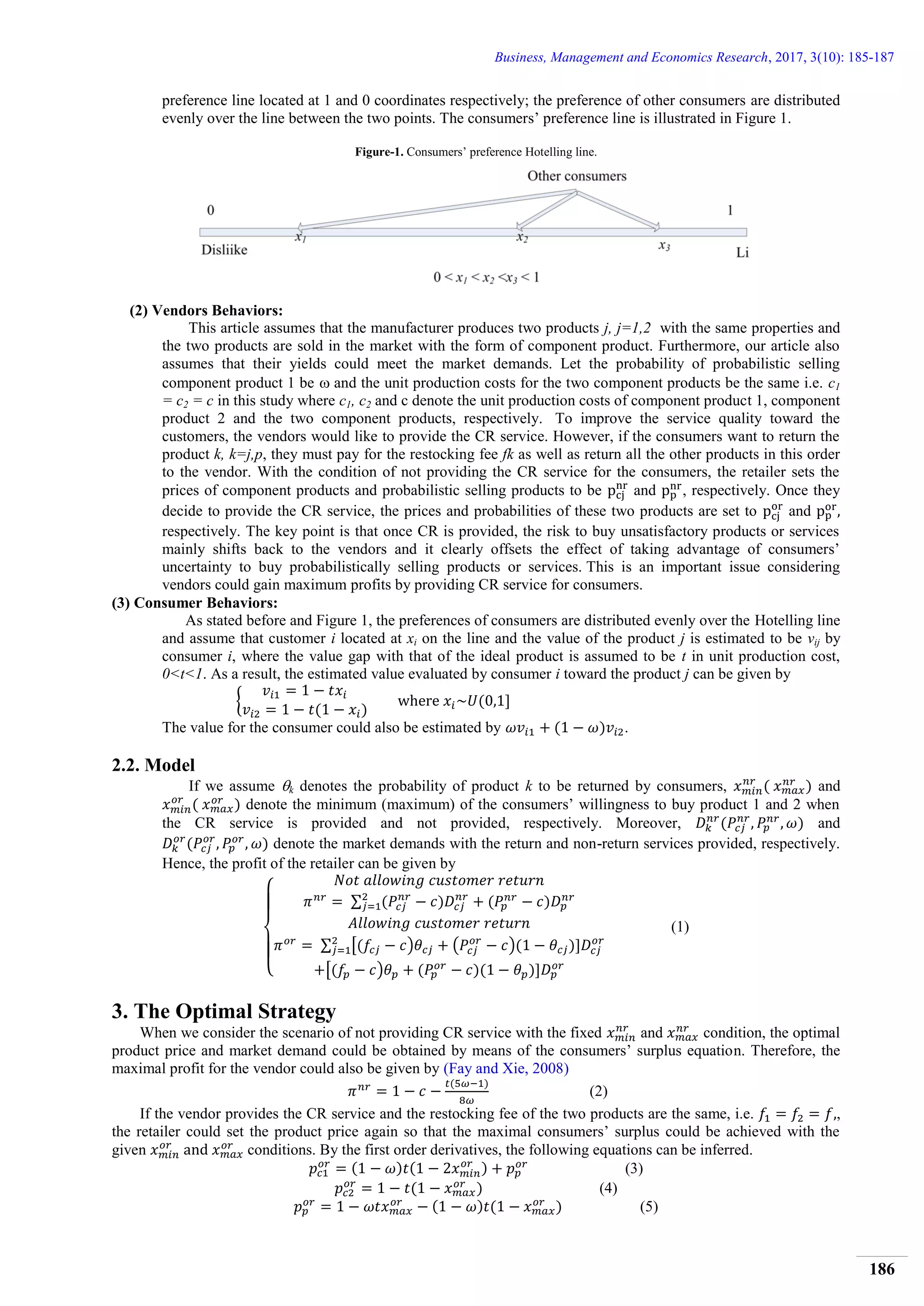 Probabilistic Selling Strategy with Customer Return Policy | PDF