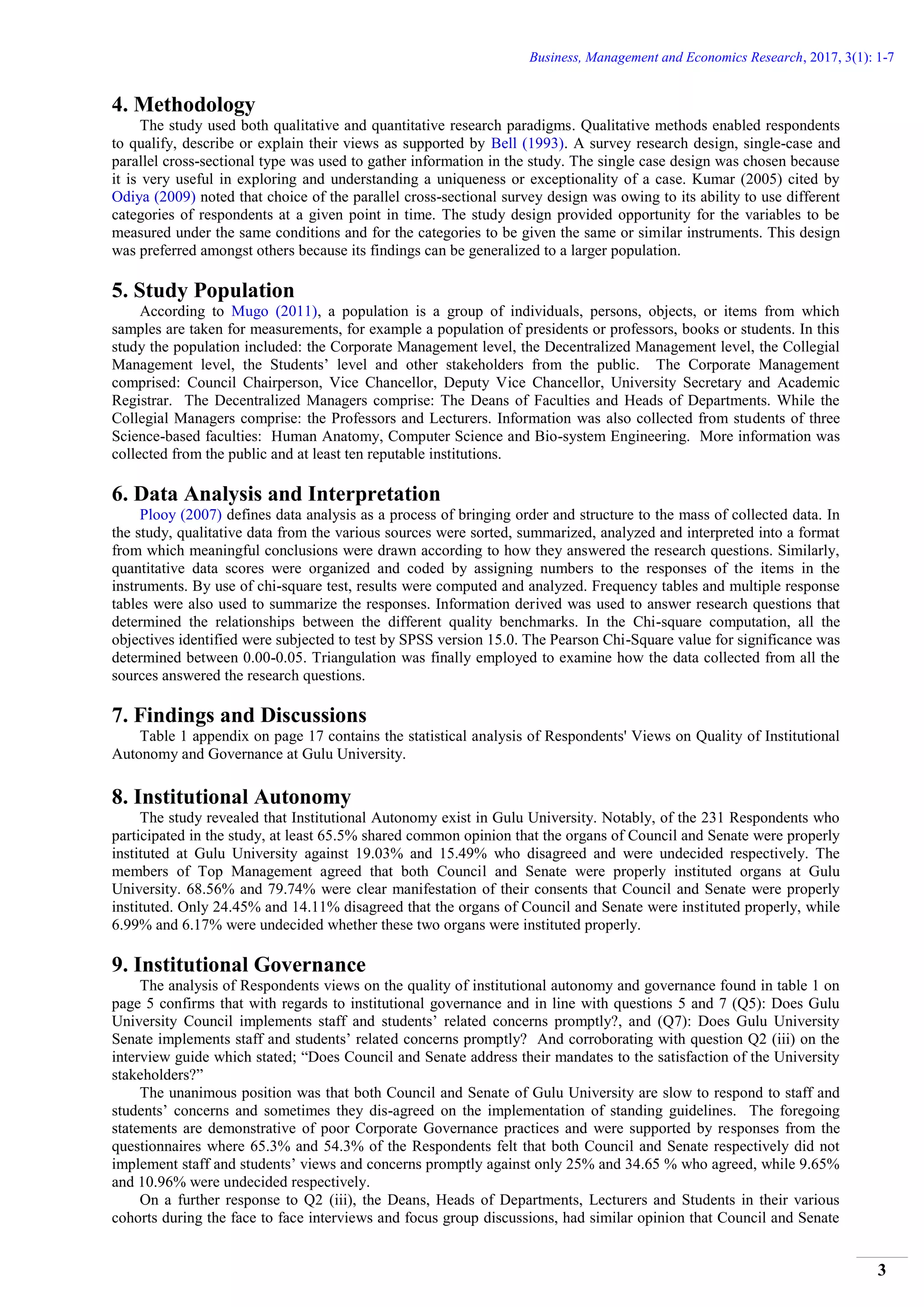 Institutional Autonomy and Governance vis-à-vis the Management of Massification: A Case of ...