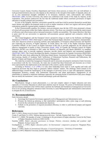 Institutional Autonomy and Governance vis-à-vis the Management of Massification: A Case of ...