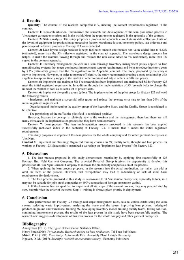 An Applied Research and a Lean Manufacturing Process Construction for Garment Enterprises ...