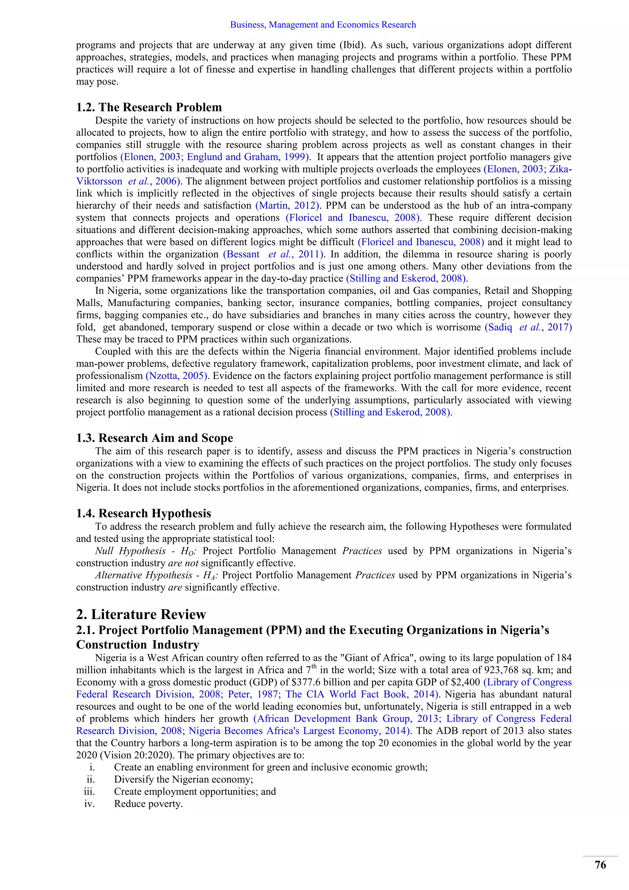 Project Portfolio Management Practices in Nigeria’s Construction ...