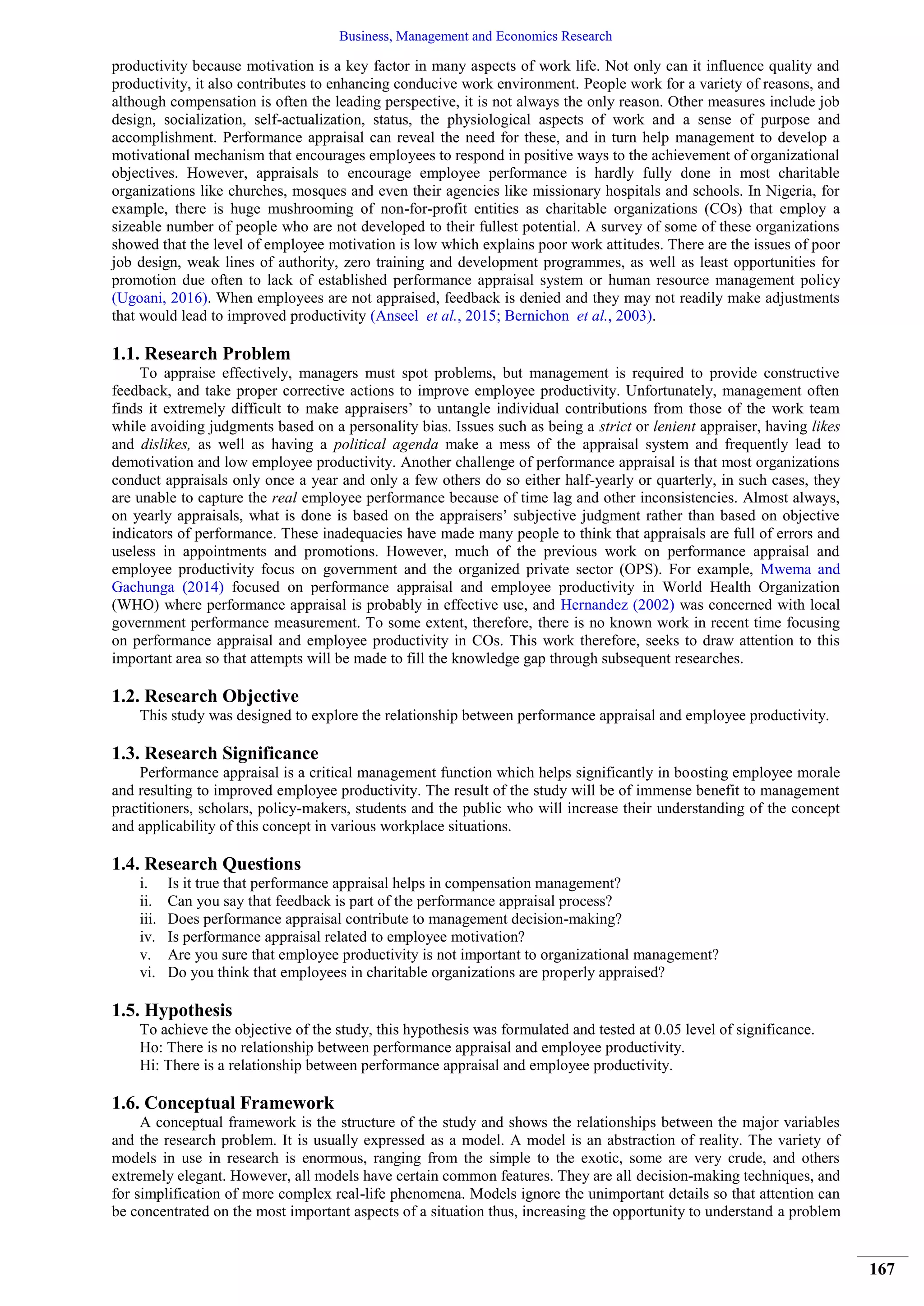 Performance Appraisal and its Effect on Employees’ Productivity in ...