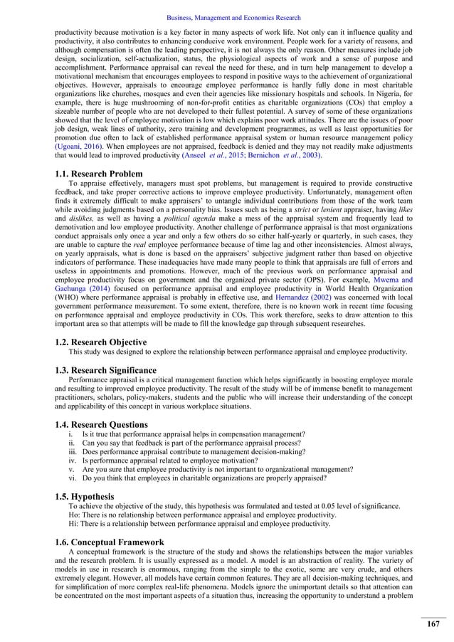 Performance Appraisal And Its Effect On Employees Productivity In Charitable Organizations Pdf