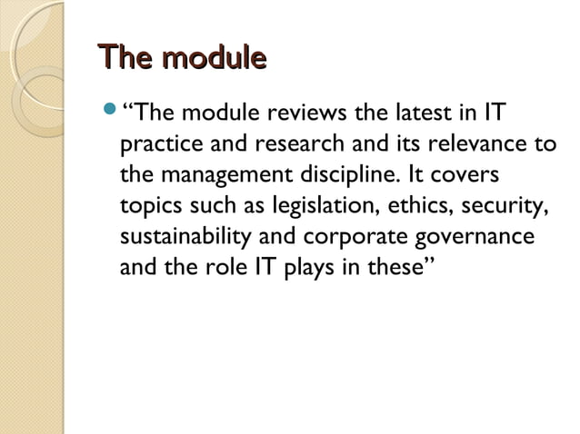 BMG310 Overview: Current Issues in Information Technology: Professor ...