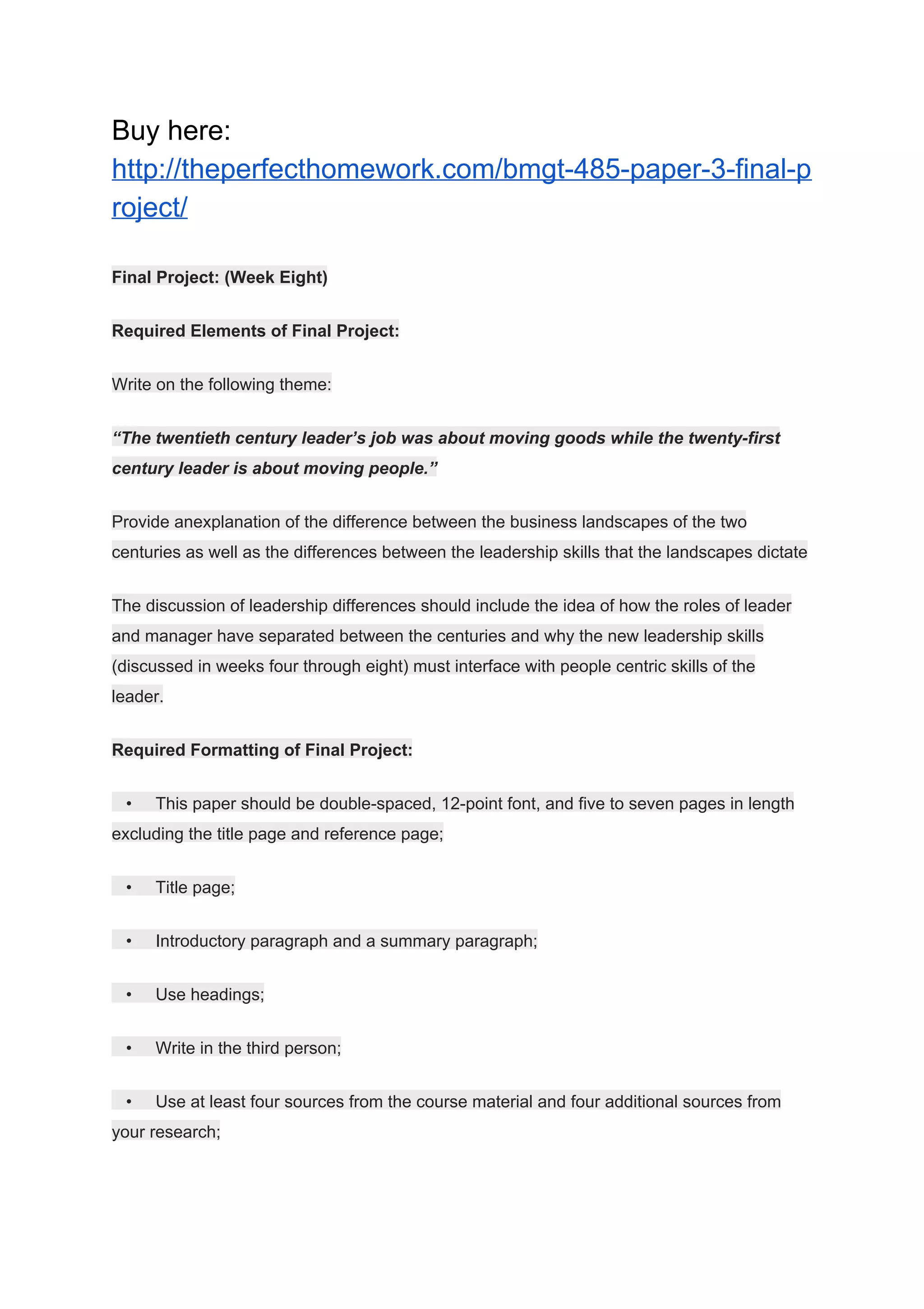 BMGT 485 PAPER 3 FINAL PROJECT | PDF