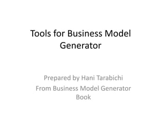Business Model Generator Tools | PPT