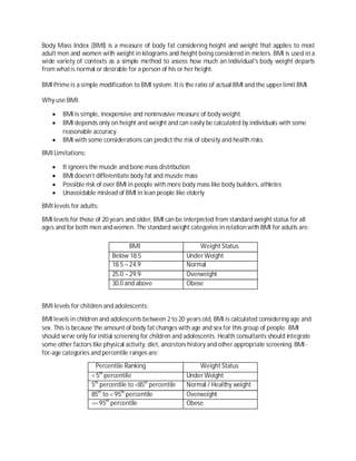 Body Mass Index | PDF
