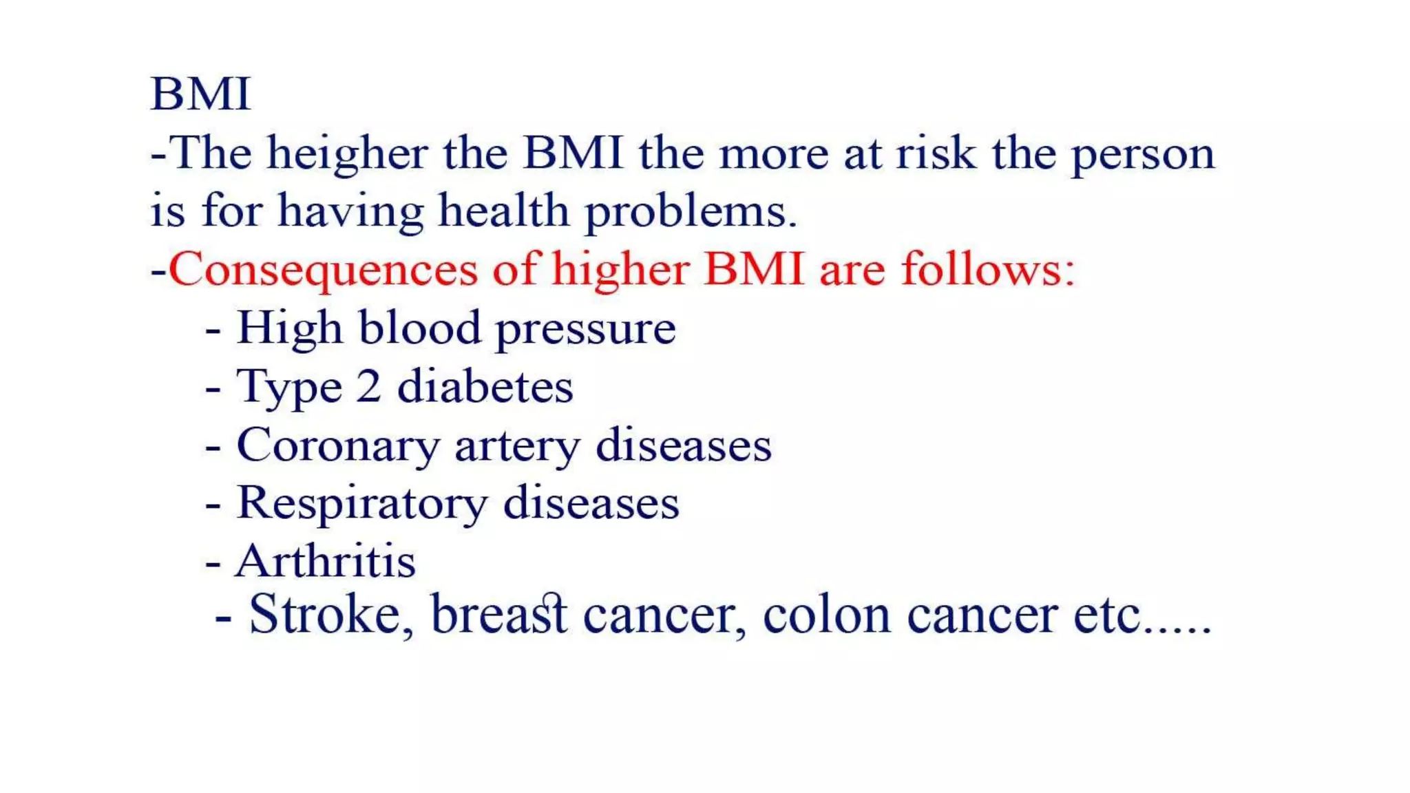 Body Mass Index (BMI). | PPTX