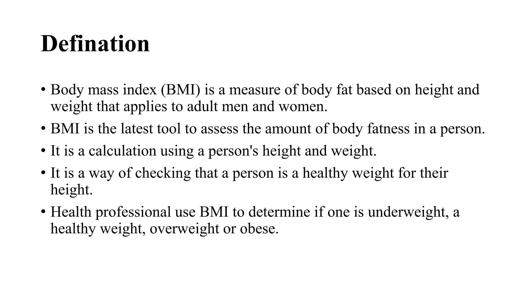 Body Mass Index (BMI). | PPTX