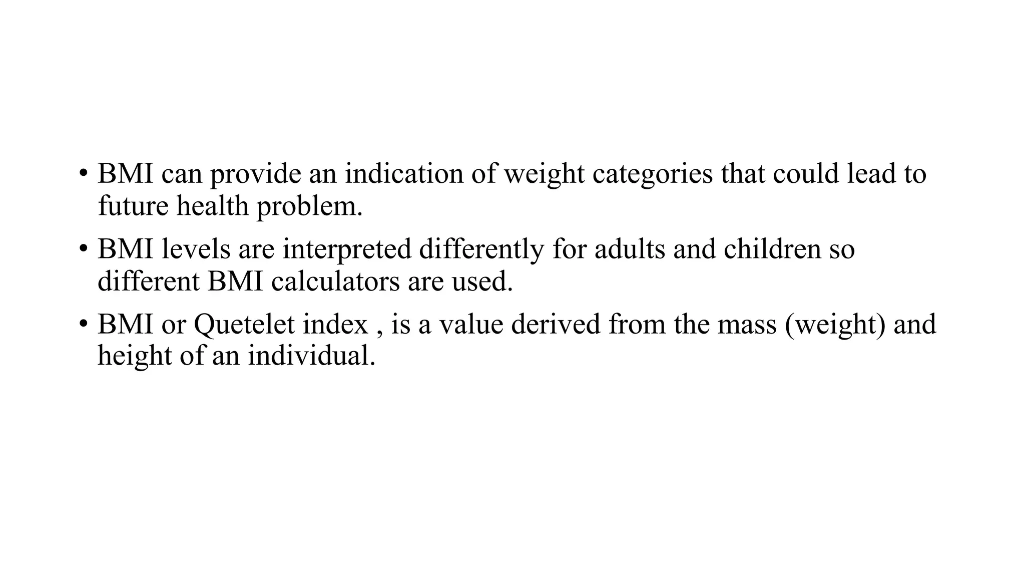 Body Mass Index (BMI). | PPTX