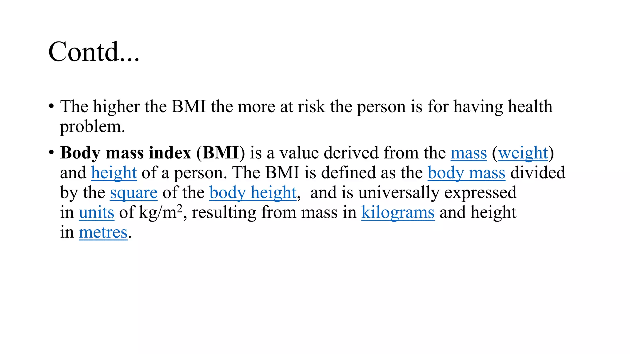 Body Mass Index (BMI). | PPTX