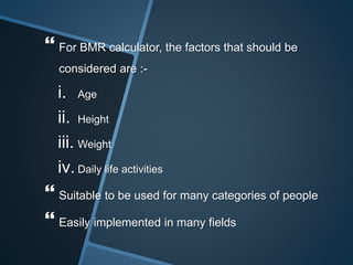 Bmi and bmr calculator slides | PPT