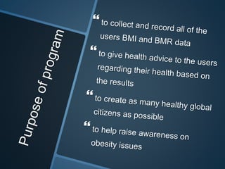 Bmi and bmr calculator slides | PPT