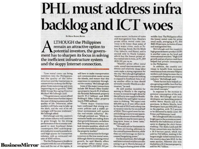 Philippines must address infrastructure backlog and ICT woes | PPTX