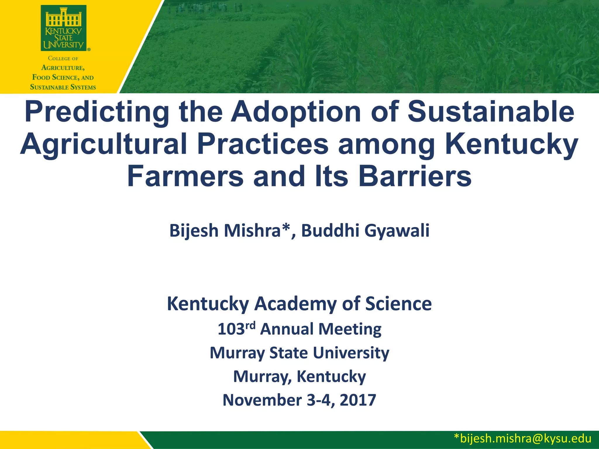 Predicting the Adoption of Sustainable Agriculture Practices Among ...