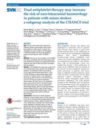 DUAL ANTIPLATELET THERAPY IN STROKE | PDF