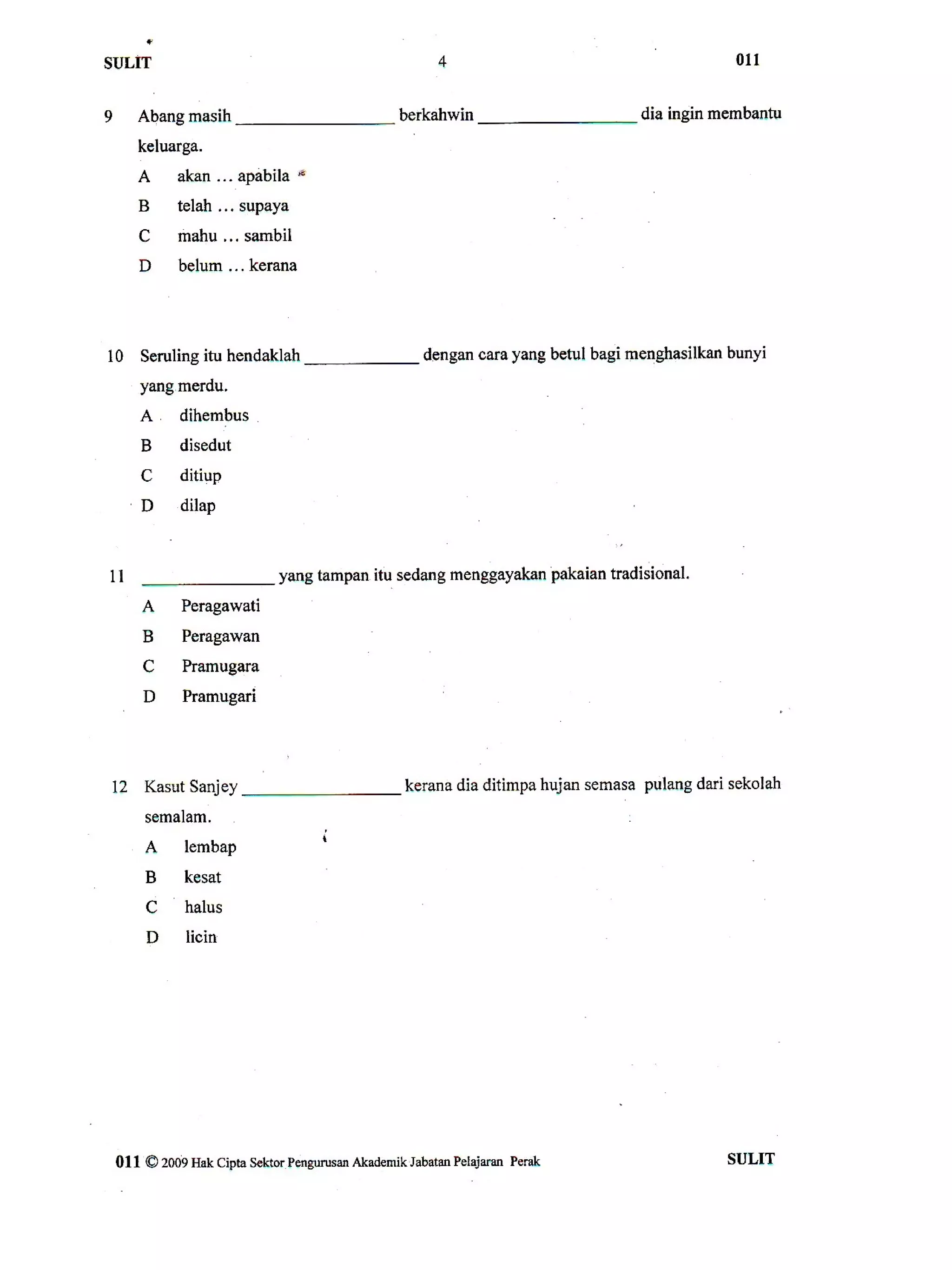 B.Melayu UPSR kertas 1-2009 | PDF