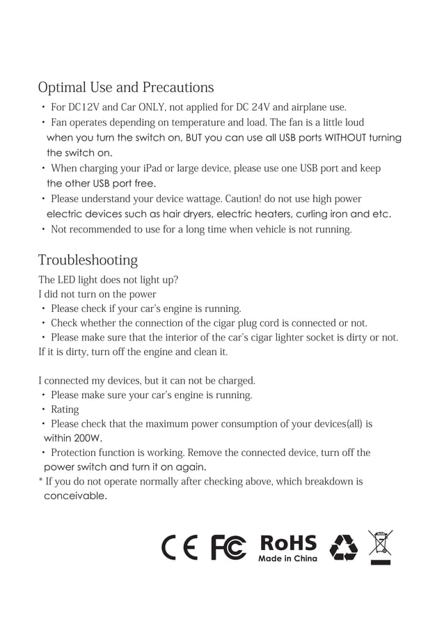 BMK 200W Car Power Inverter User Manual | PDF