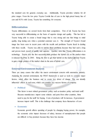 Marketing Strategy Of Toyota | DOCX | Automotive Industry | Industries