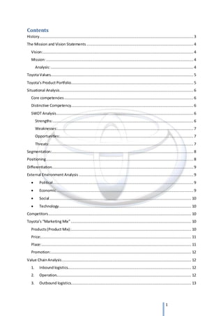 Marketing Strategy Of Toyota | DOCX | Automotive Industry | Industries