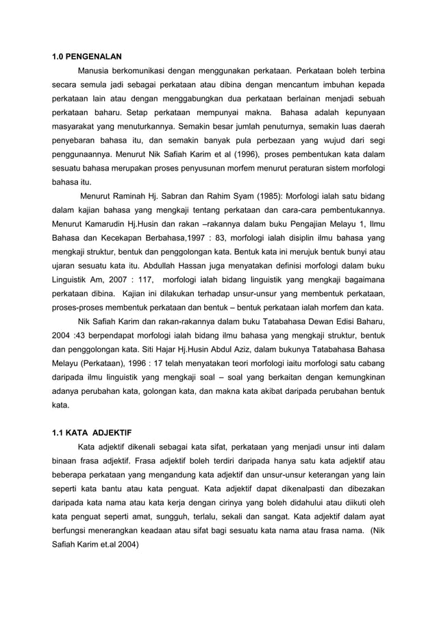 Bml 3053 morfologi bahasa melayu tugasan perbandingan | PDF