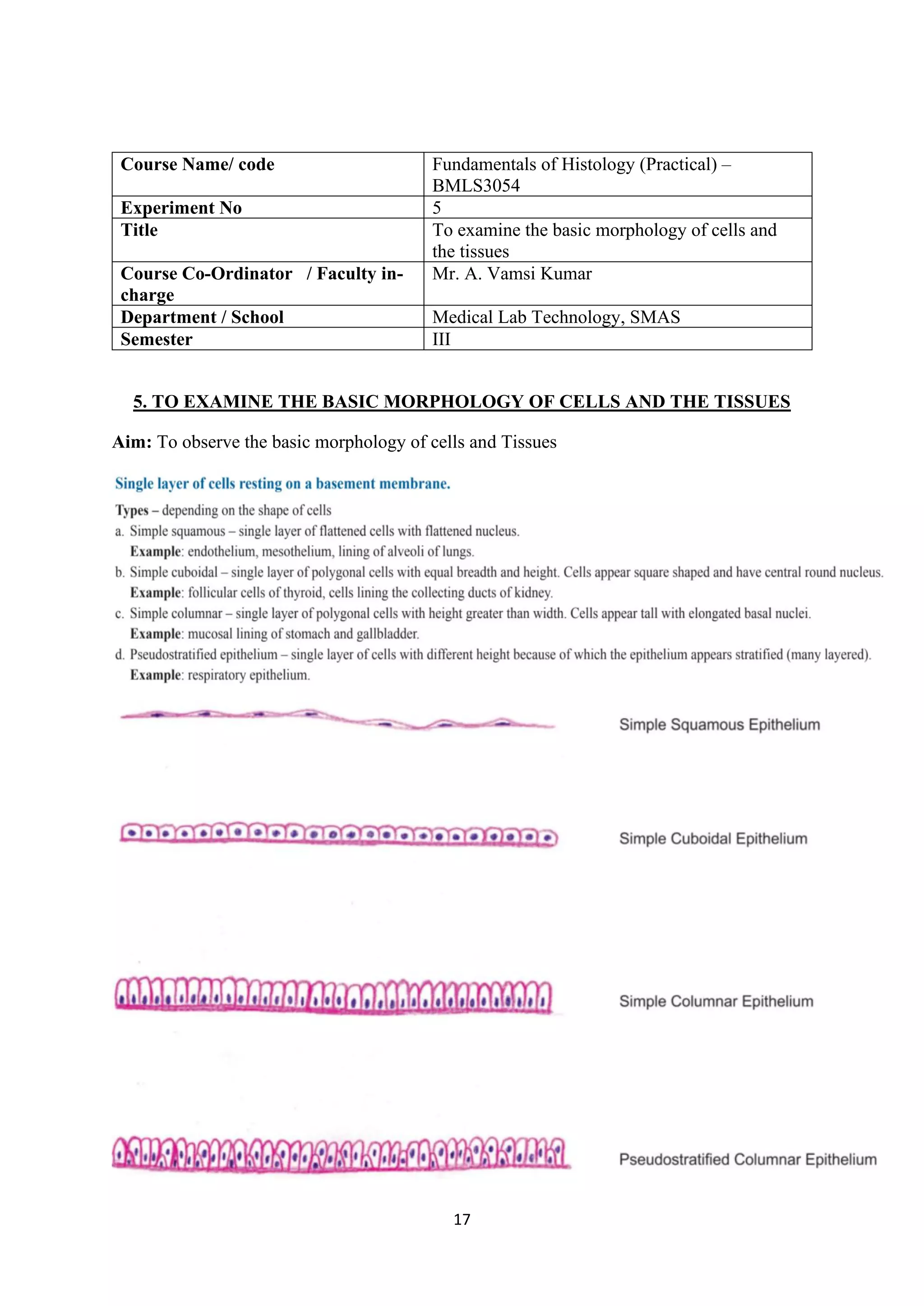 Histology Lab manual | PDF