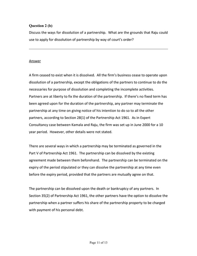 ASSIGNMENT: Business Law (example of answer)