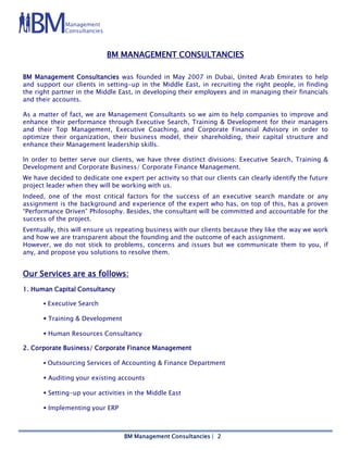 BM Management Consultancies E-Brochure | PDF