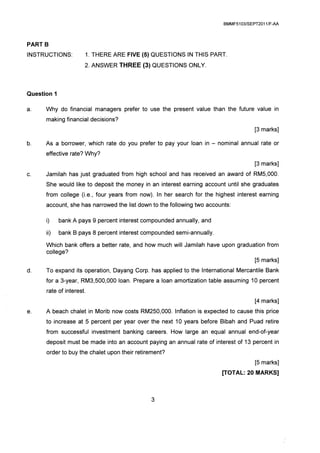 Managerial Finance for MBA: past exam paper for revision | PDF