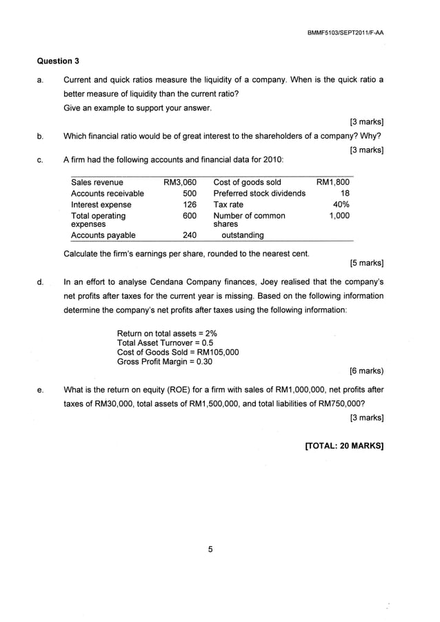 Managerial Finance for MBA: past exam paper for revision | PDF