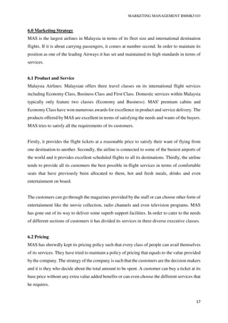 Malaysia Airlines Marketing Plan MBA OUM | PDF