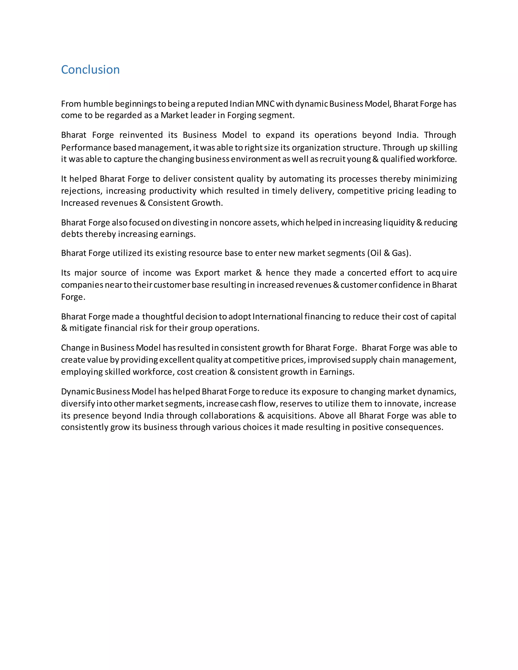 Bmod assignment group a - bharat forge | DOCX