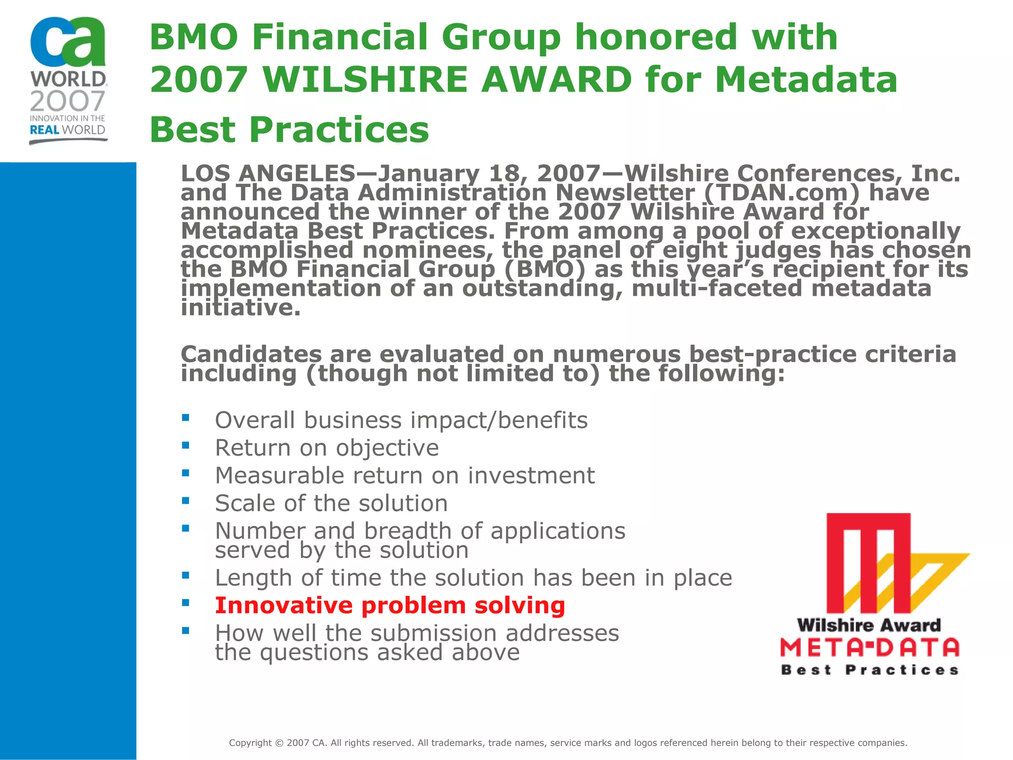 BMO's Fully Automated SOA ETL Metadata Capture Soln | PPT