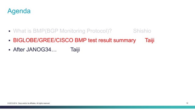 BMP (BGP Monitoring Protocol) Testing by JANOGers -1, by Shishio ...