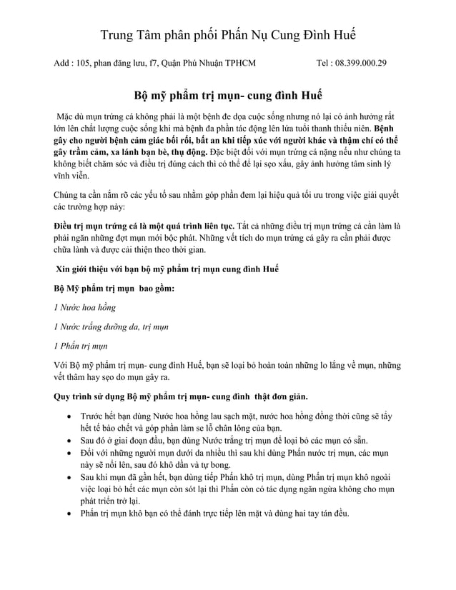 Bộ mỹ phẩm trị mụn | PDF