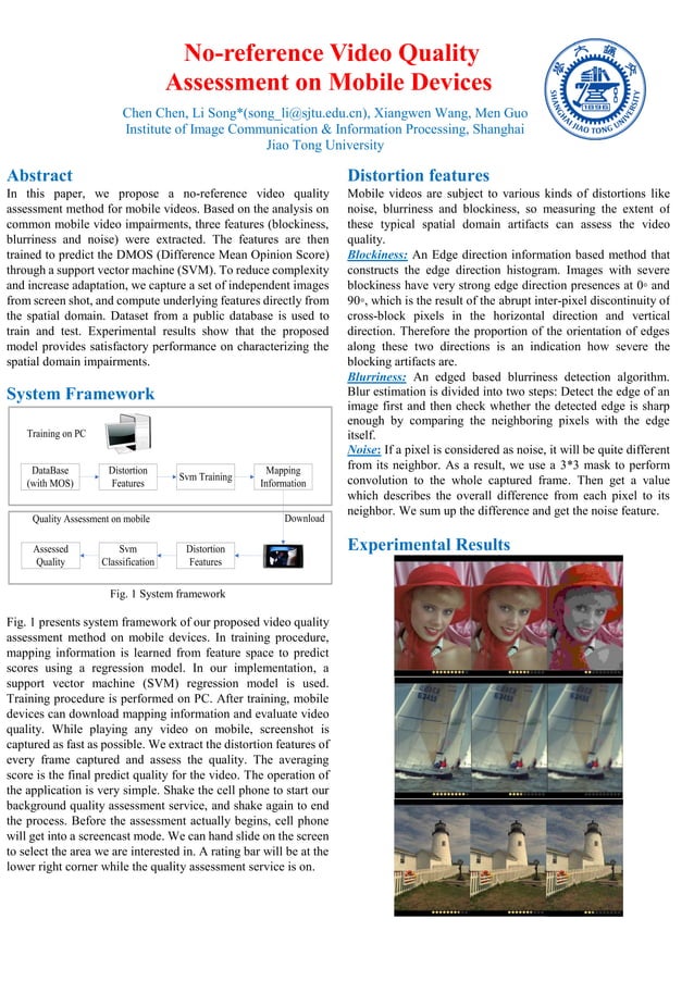 No-reference Video Quality Assessment on Mobile Devices | PDF