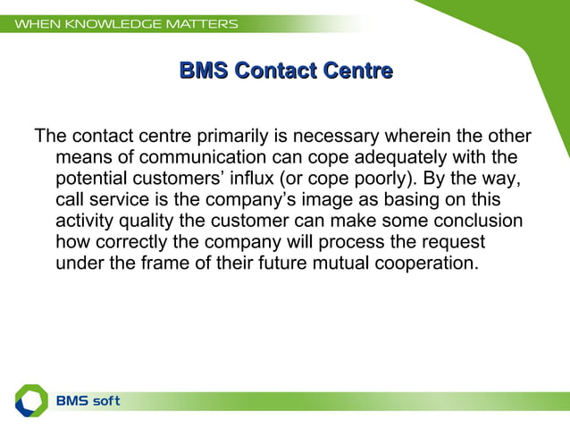 BMS Contact Centre | PPT