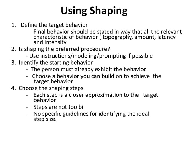 Behavior modification shaping | PPTX | Sports
