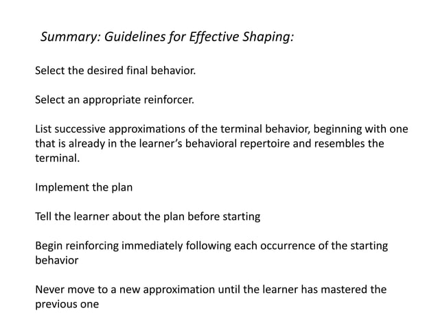 Behavior modification shaping | PPTX | Sports